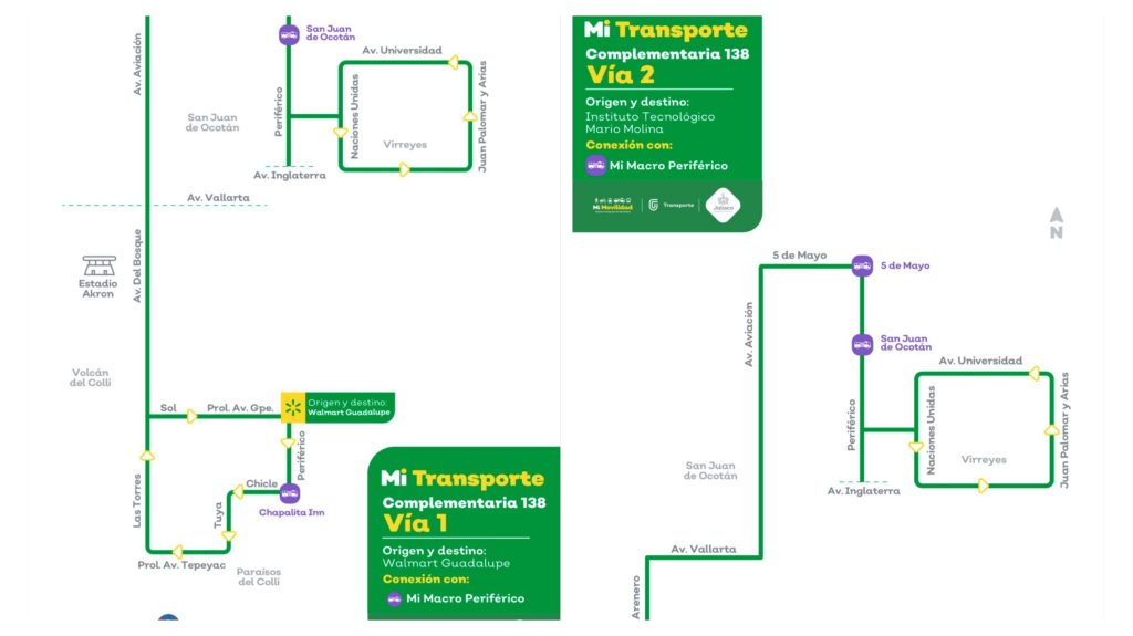 Lanzan ruta C138 con destino a Estadio Akron, Periferico, Aviación y ...